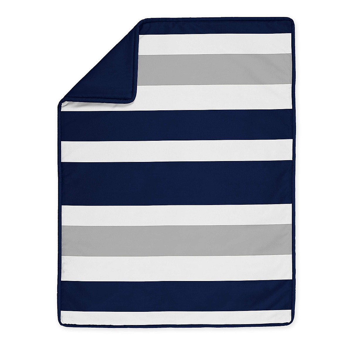 Sweet Jojo Designs Navy and Grey Stripe Baby Boy Girl Nursery Crib Bedding Set - 4 pieces - Blue, Gray and White Gender Neutral