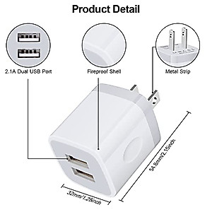 2.1A Dual Port USB Wall Fast Charger Block for iPhone 14 13 12 11 Pro Max,2Pack Android Phone USB Cube Power Adapter Charger Plug for Samsung Galaxy S23 S22 Ultra S21 A54 A34 A53 A14 5G,Pixel 7 Pro 6a
