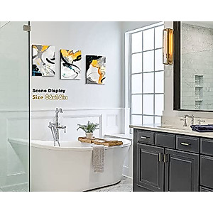 Abstract Wall Art Canvas 3 Piece Pictures for Living Room Wall Decoration Framed Yellow Black and Grey Art Wall Decor for Bedroom Bathroom Decor teal Modern Wall Prints Home Decorations