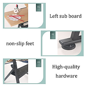 EESHHA Drawing Table Adjustable Height Drafting Desk/Tiltable Glass Tabletop Drawing Table with 2 Storage Drawers and One Side, for Reading, Writing Art Craft W/Stool, 90 * 60 * 78-93CM