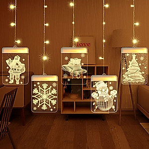 Aolantai Window Lights, 3D Acrylic Fairy Lights Christmas String Lights with USB Powered Christmas Decorations 8 Lighting Modes with Remote Controls for Outdoor, Indoor, Porch, Party, Warm White