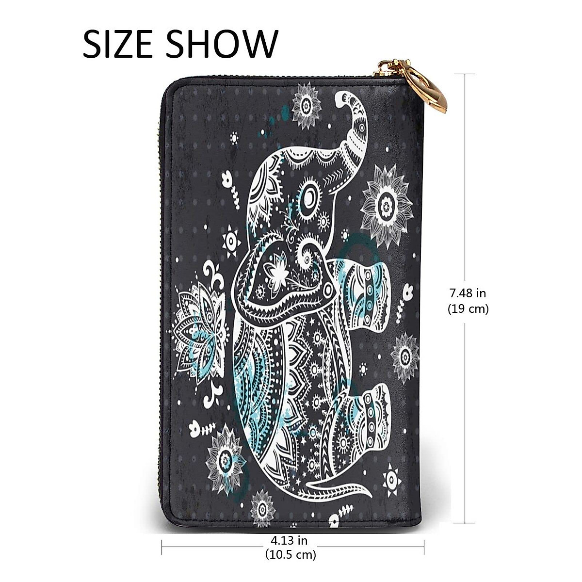 Zonking Leather Girl Zipper Wallets Elephant Clutch Coin Card Phone Purse for Women