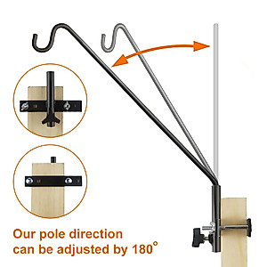 ERYTLLY Extended Rail Hook Fence Deck Heavy Duty Bird Feeder Hook 360 Degree Rotary and Length Adjustable Plant Bracket for Bird Feeders, Planters, Suet Baskets, Lanterns, Wind Chimes and More