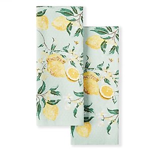 Martha Stewart Dual Purpose Kitchen Towel 2-Pack Set, Lemon Whimsy, 16"x28"