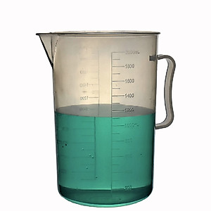 TN LAB Beaker Pitcher Measuring Cup Strong Handle Polypropylene Plastic Graduated 2000ml 2L Holds 2 Quarts 3-Pack