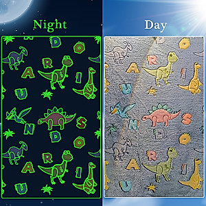 Glow in The Dark Blanket Dinosaur Throw Blankets for Boys Kids Toys Gifts Birthday Decorations for Girls Soft Cozy 50" 60"