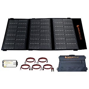 Genasun-Merlin Portable Solar Kit, 100W Foldable Merlin Panel and Genasun MPPT Solar Charge Controller GV-10 to Charge 4S LiFePo4 Batteries or Power Stations. Ideal for RVs, Camping, Marine, Off-Grid.
