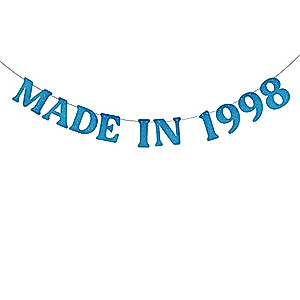 WEIANDBO MADE IN 1998 Blue Glitter Banner,Pre-Strung,25th Birthday Party Decorations Bunting Sign Backdrops,MADE IN 1998