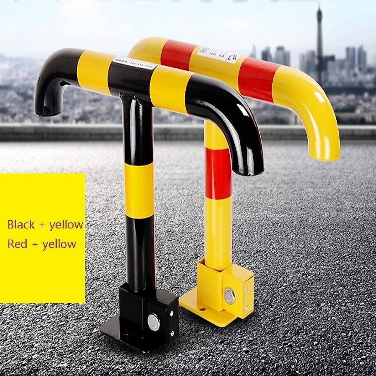 T-Shaped Car Parking Space Lock Bollard Folding Parking Barrier Safety Barrier Lane Interceptor Security Posts for Private Spaces Parking with Screws & Key (Black 55x40cm)