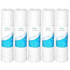 Lafiucy 30 Micron 10" x 2.5" String Wound Sediment Water Filter Cartridge,5 Pack,Whole House Sediment Filtration, Universal Replacement for Most 10 inch RO Unit