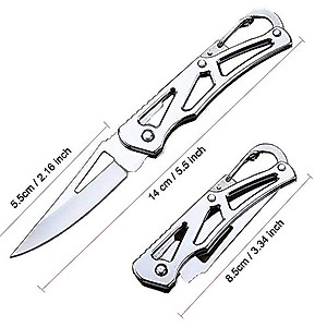 6 Pack Stainless Steel Self-Defense Folding Knife With Key Ring, Outdoor Survival Pocket Knife, Easy To Everyday Carry Small Knife