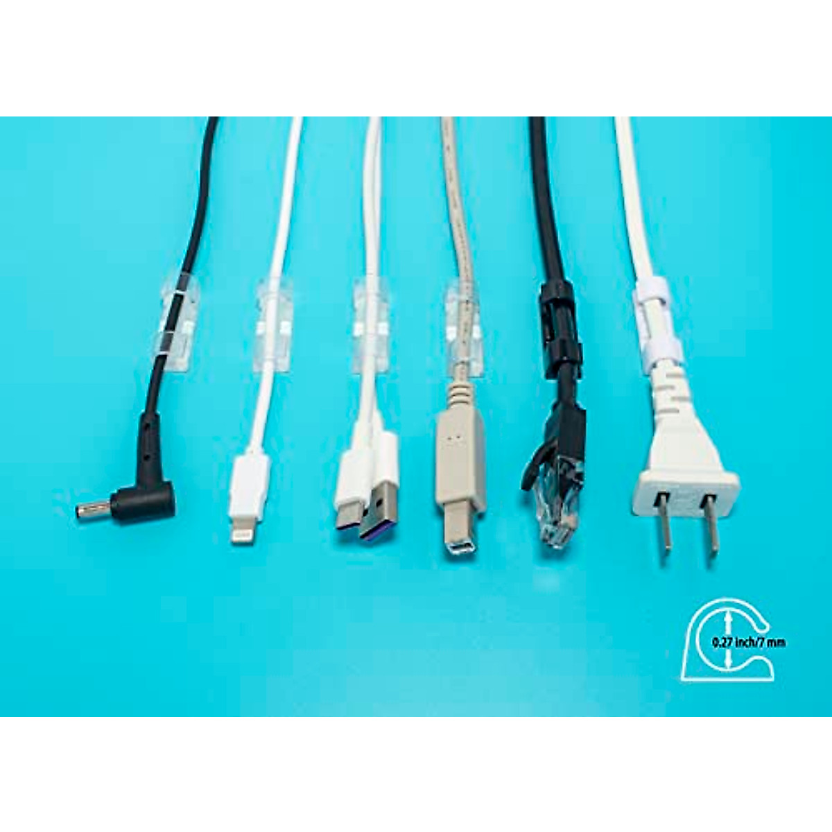 Self-Adhesive Cable Clips Organizer Drop Wire Holder Cord Management, Pack of 20, Transparent