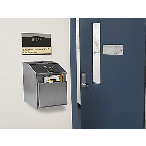 Ballot Box with Locking Hinged Lid and Side Pocket for Forms (Not Included), Metal Suggestion Box for Tabletop or Wall Mount Use, Silver