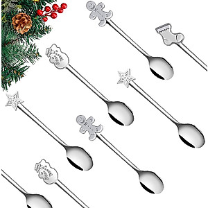 SLKIJDHFB 8pcs Christmas Coffee Spoons Stainless Steel Stirring Spoons Creative Mini Tea Spoon for Stirring Mixing