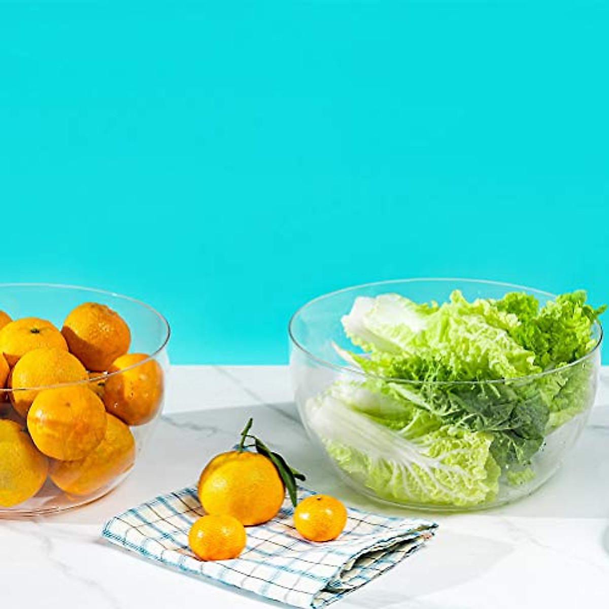 Large Salad Bowl, Circular Shaped In Premium Acrylic Break Resistant Clear, 146 Ounce 2 Count