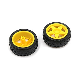 T Tulead Toy Tire Wheels Plastic Wheels Robot Parts 2.6-Inch Diameter Gear Wheel Pack of 12