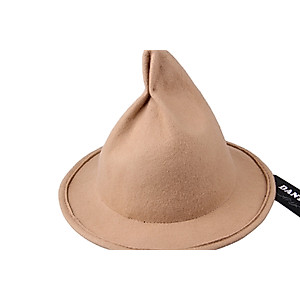 DANTIYA Women's Wool Felt Candy Colored Sharp Pointed Witch Hat for Halloween Party and Daily Khaki