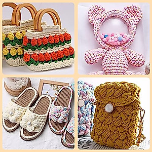 Hssugi Easy Yarn for Beginners, 4x50g Beginner Yarn with Easy-to-See Stitches, Beginner Chunky Yarn with Crocheting Accessories for DIY Crocheting Projects