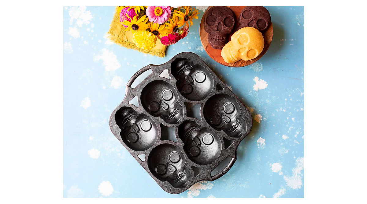 Lodge Cast Iron Skull Mini Cake Pan for Unique Bakes | Made in USA