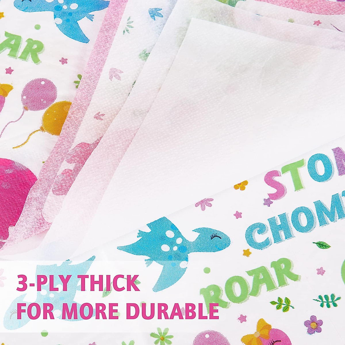 WERNNSAI Disposable Dinosaur Plates and Napkins - 48PCS Dino Party Supplies for Girls Luncheon Dinner Dessert Cake Plates Baby Shower Birthday Party Tableware Kit Serves 16 Guests