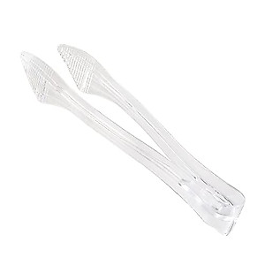 [12 Pack] Plastic Serving Tongs, 8.5 Inch Heavy Duty Disposable Utility Tongs (Clear)