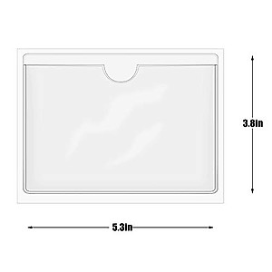 SKPPC 40 Pack Self-Adhesive Index Card Holder, Clear Plastic Library Card Pockets Label Holder with Top Open, Ideal Card Holder and 50 Sheets Colorful Index Cards, 3.8 x 5.3 Inch