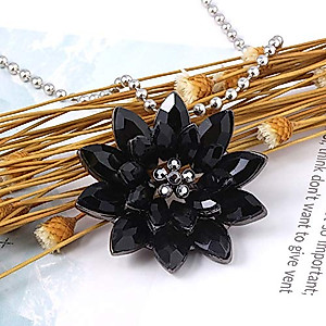 Black Dahlia Necklace,Crystal Jewelry Flower Pendant for Women Gift Custume Accessory