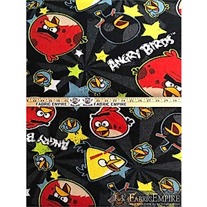 Fleece Printed Fabric Angry Birds Stars Black / 58" Wide/Sold by The Yard