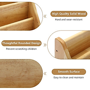 Nuoex Montessori Bookshelf for Toddler 1-5 Years, Kids Wooden 5-Tier Front Facing Book Display Shelf with Chalkboard for Bedroom,Playroom,Classroom,Book Rack Organizer, Natural