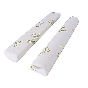 DREAMYPANDA Bed Bumpers for Toddlers — Bed Rail for Toddlers — Soft & Breathable Pillow with Washable Bamboo Cover — White, Size L, Portable Travel Bag (2 Pack)