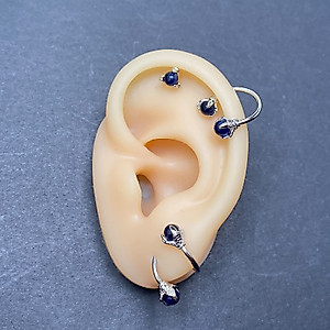 JFORYOU Dragon Claw with Synthetic Gemstone Helix Cartilage Tragus Daith Forward Helix Earrings Piercing Jewelry for Women and Men Blue Crystal