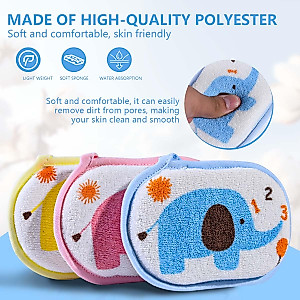 OBTANIM Baby Bath Sponge Soft Foam Scrubber Natural Sponge for Bathing, Shower Scrubber Body Sponge for Kids/Babies/Men/Women, Set of 3