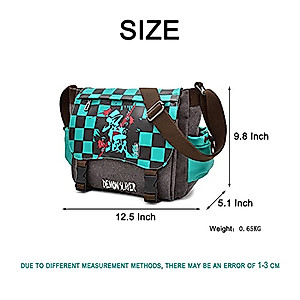 Xbaondb Demon Slayer Backpack Teens Shoulder Bag , Large-capacity Taptop Bag , PU + Canvas with Polyester Lining(Green)