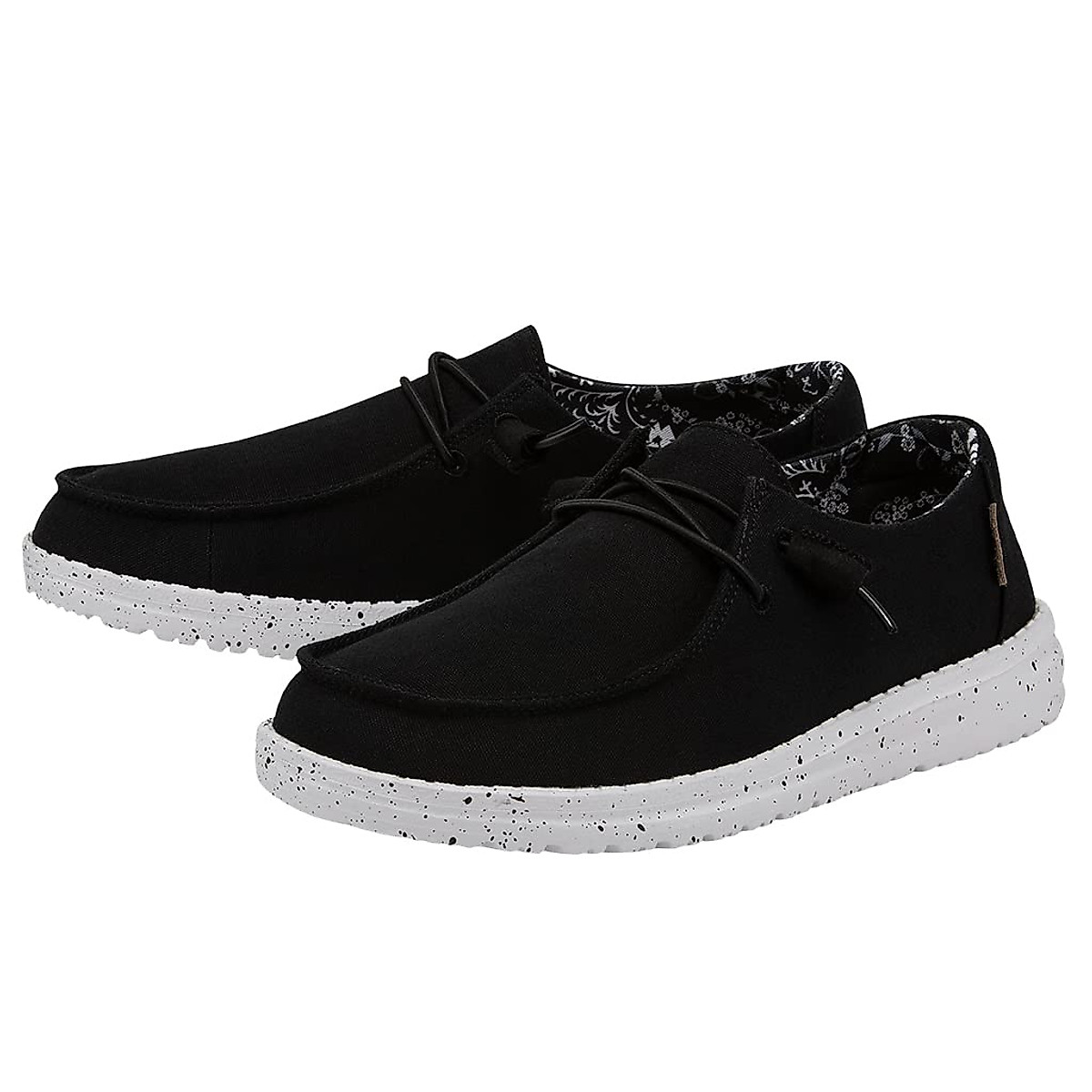 Hey Dude Women's Wendy Canvas Black Odyssey Size 8 | Women’s Shoes | Women’s Lace Up Loafers | Comfortable & Light-Weight