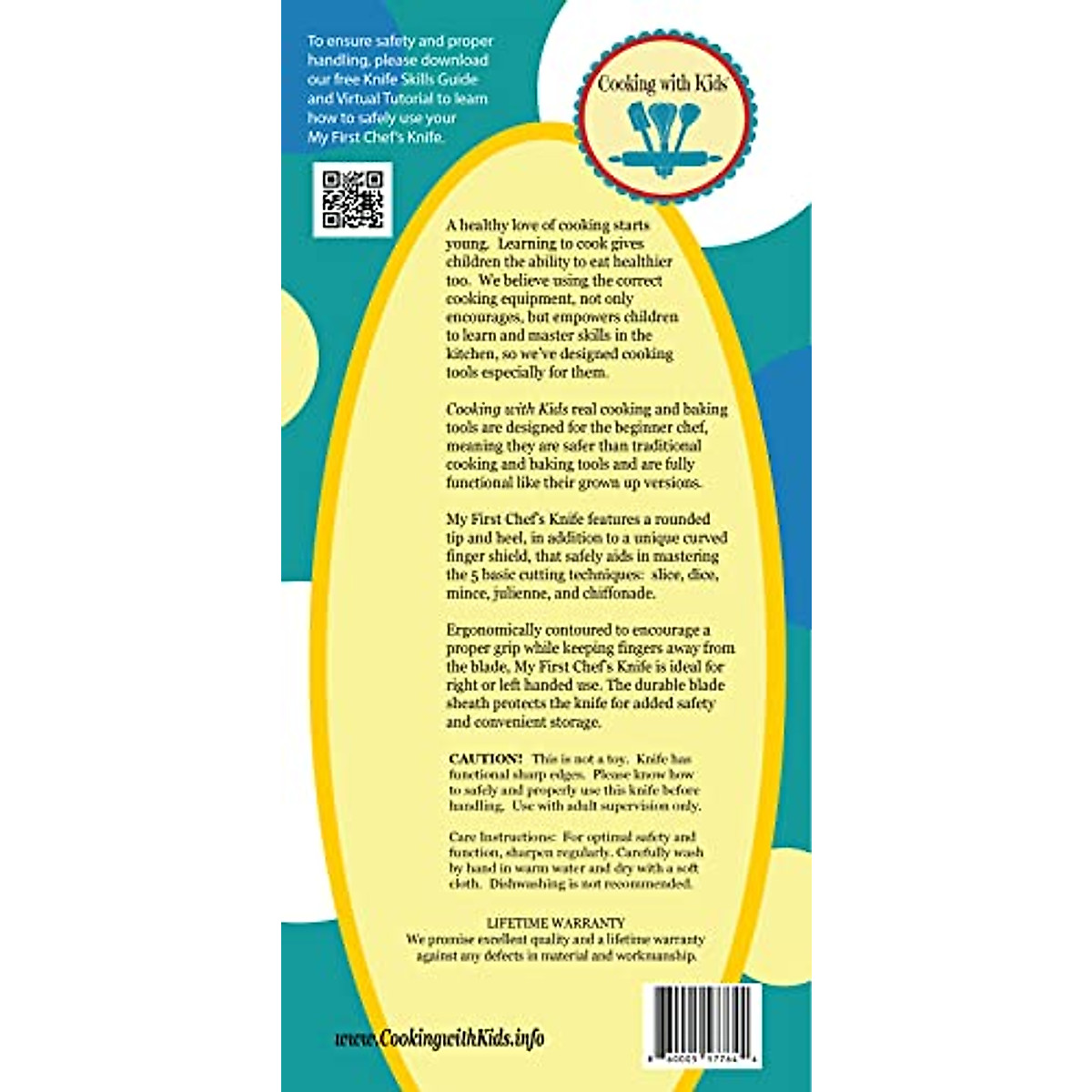 Cooking with Kids - My First Chef's Knife for Kids - (Royal/Navy) w/Protective Safety Sheath - German Stainless Steel - Curved Finger Shield/Children