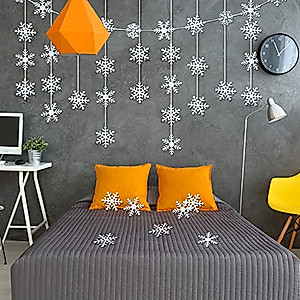 120 Pieces 10 Sets Snowflake Hanging Garland White Snowflakes Decorations Winter Frozen Birthday Party Supplies Decorations