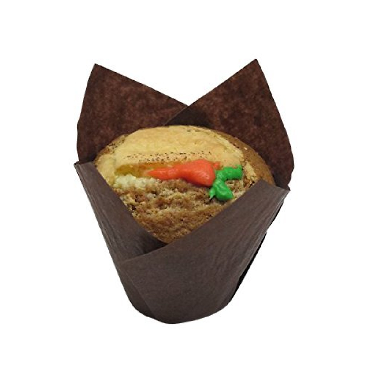 100 Pcs Large Brown Tulip Cupcake Liners - USA MADE - Durable Cupcake Liners for Baking- Elegant, Stylish Muffin Cups Paper Liners- Greaseproof Tulip Baking Cups- Large Size 2 3/4-4 inch