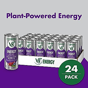 V8 +ENERGY Pomegranate Blueberry Energy Drink, Made With Real Vegetable And Fruit Juices, 8 Fl.Ounce Can (Case of 24)