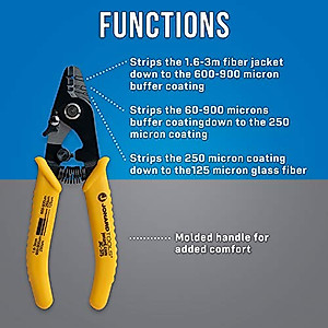 Jonard Tools JIC-375 Three Hole Fiber Optic Stripper with TPR Handle, 6" Length, Оne Расk