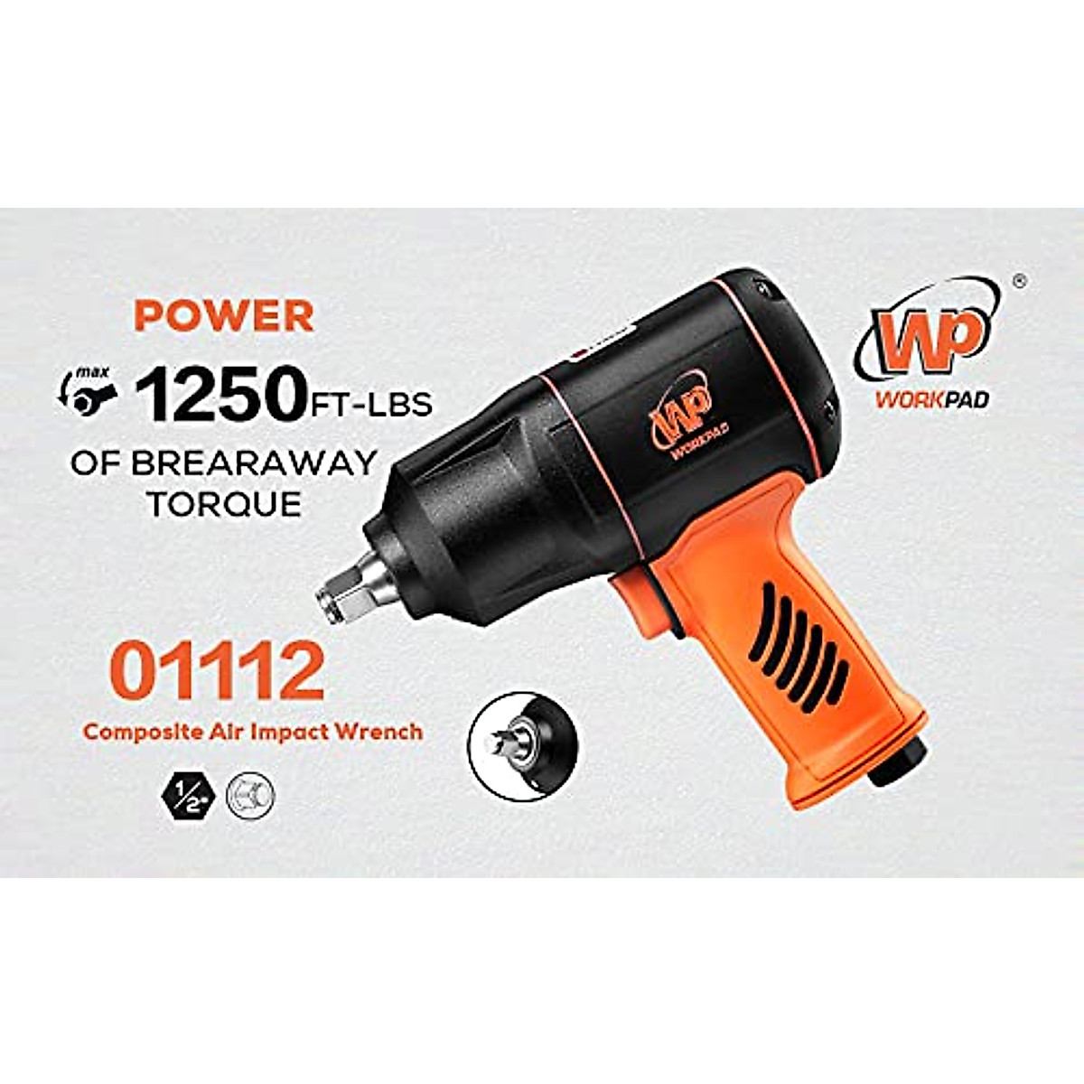 WORKPAD 1/2-Inch Composite Air Impact Wrench with Twin Hammers, Pneumatic Tools