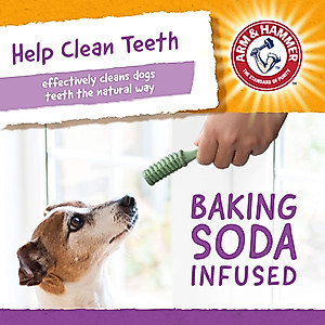 Arm & Hammer For Pets Brushies Dental Treats for Dogs | Dog Dental Chews with Baking Soda Fight Bad Breath, Plaque & Tartar without Brushing | Mint Flavor, 8 Pcs