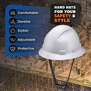 Acerpal Updated Vented Full Brim Hard Hat, Light Grey Carbon Fiber Gloss, Padded, OSHA Construction Safety Approved Hardhats, Hard Hats for Men, Cascos De Construccion Helmet.