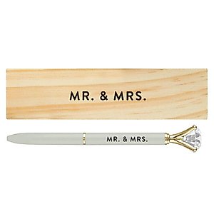 Santa Barbara Design Studio Wedding Gifts Gem Refillable Pen Wood Boxed Gift Set, 1-Piece, Mr & Mrs