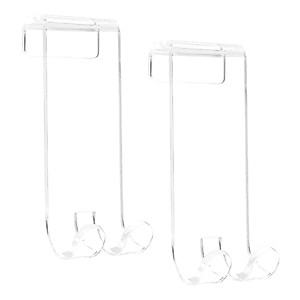 My Space Organizers Acrylic Shower Hooks (2 Pack) Razor Holder to Hang Towel Loofah Washcloth Hook, for Use On Bathroom Frameless Glass Shower Door