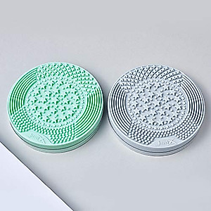 Jessup Makeup Brushes 14Pcs Premium Synthetic Light Grey Makeup Brush Set T329 and Makeup Brush Cleaning Mat with Color Removal Sponge A007