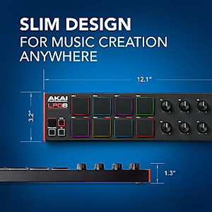 AKAI Professional LPD8 - USB MIDI Controller with 8 Responsive RGB MPC Drum Pads for Mac and PC, 8 Assignable Knobs and Music Production Software