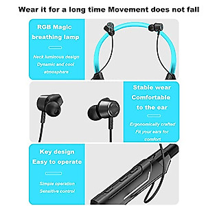 DECWIN Neckband Wearable Wireless Headphones,Bluetooth LED Light Show Earphones,Night Running LED Headphone with Mic TF Music Waterproof