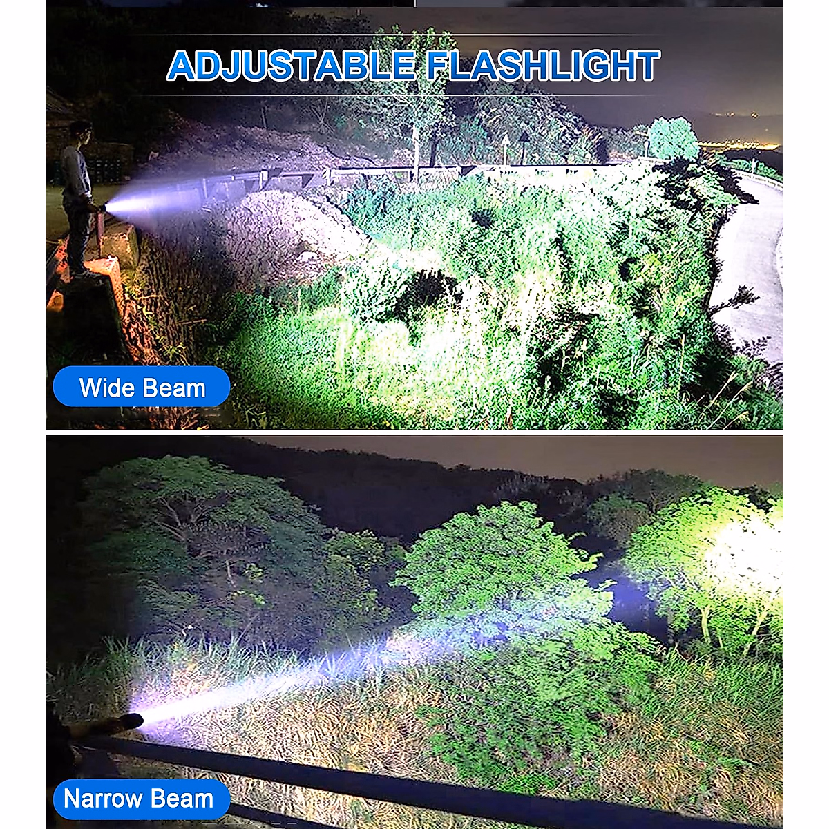 NJ FOREVER Rechargeable Flashlight High Lumens, 150000 Lumens Super Bright LED Flash Light, 5 Light Modes, IPX6 Waterproof Powerful Handheld Flashlight for Camping Hiking Outdoor