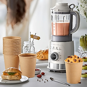 SIUQ 400 Pack 8 oz Kraft Paper Cups, Unbleached Disposable Paper Coffee Cups, Thickened Hot/Cold Beverage Drinking Cup for Party, Home, Cafes, Bistros, Businesses (Brown)