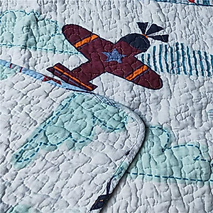 House Airplane Plane Quilt Baby and Toddler Quilt Bedspread Boys Girls Kid's Quilt 43" X 51"